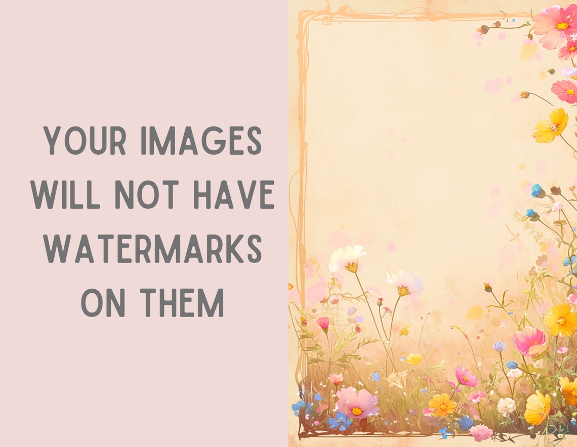 Watercolour Wildflower Border Clipart Overgrown Flower Garden JPG ...