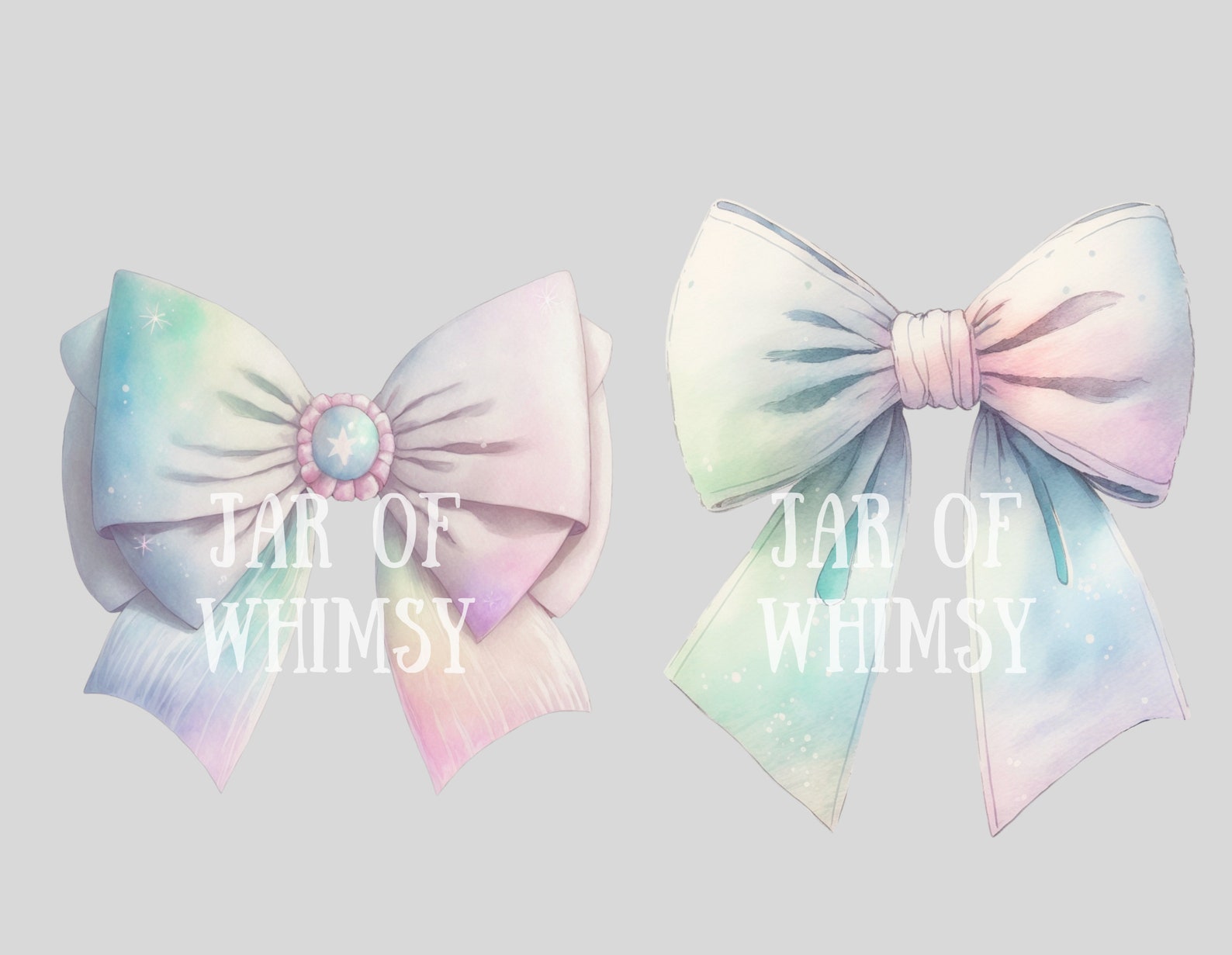 Watercolour Dreamy Pastel Bows Clipart - Rainbow Bow PNG Digital Image ...