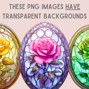 Watercolour Rose Stained Glass Window Clipart Rose Window PNG Digital ...