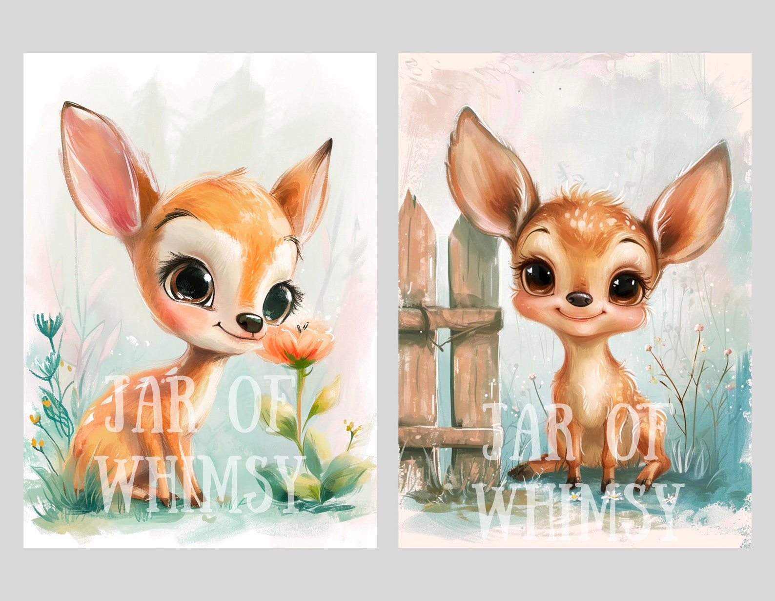 Watercolour Spring Deer Clipart Easter Baby Fawn JPG Digital Image ...