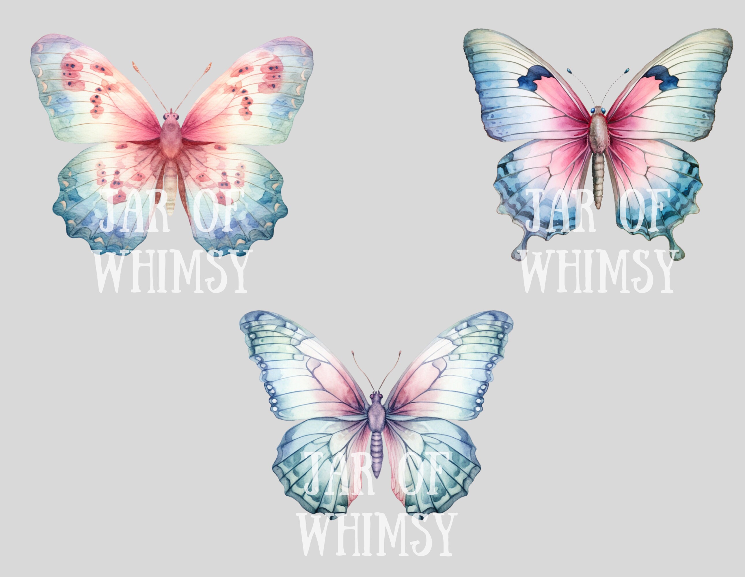 Watercolour Vintage Pastel Butterfly Clipart Cute Butterfly PNG Digital ...