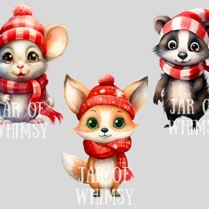 Watercolour Christmas Woodland Animal Clipart Xmas Deer Fox PNG Digital ...