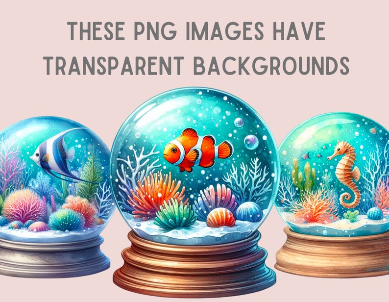 Watercolour Under the Sea Snow Globe Clipart Snowdome PNG Digital Image ...