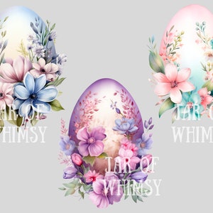 Watercolour Floral Easter Egg Clipart Spring Easter Eggs PNG Digital ...