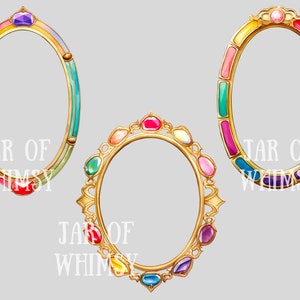 Watercolour Rainbow Jewel Frame Clipart Bejeweled Gem Frames PNG ...