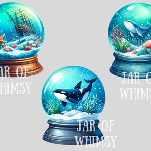 Watercolour Under the Sea Snow Globe Clipart Snowdome PNG Digital Image ...