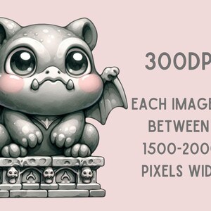 Watercolour Gargoyle Clipart Cute Gargoyle Animal Statue PNG Digital ...