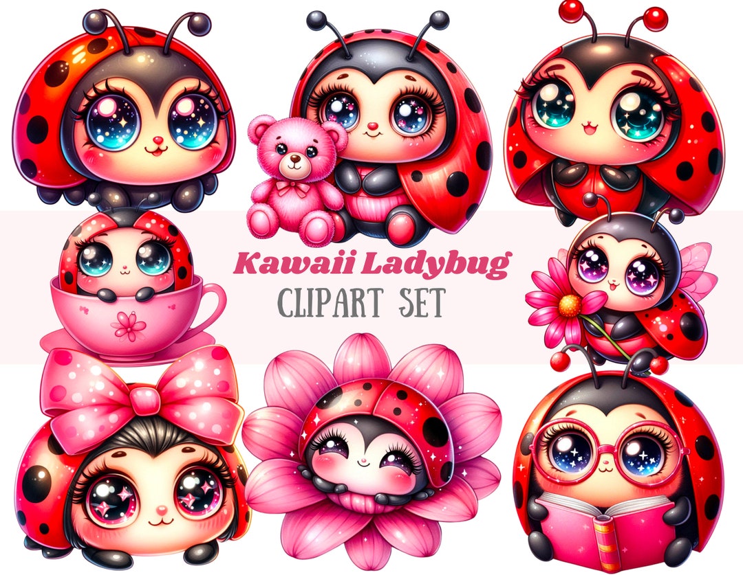 Watercolour Kawaii Ladybug Clipart Chibi Ladybird Lady Beetle PNG ...