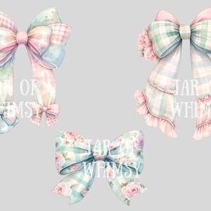 Watercolour Shabby Chic Bow Clipart Patchwork Bow PNG Digital Image ...