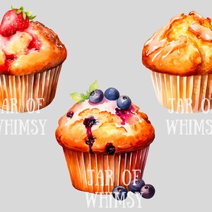 Watercolour Muffin Clipart Delicious Cupcake Bakery Treat PNG Digital ...