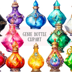 Watercolour Genie Bottle Clipart Magic Lamp Bottle PNG Digital Image ...