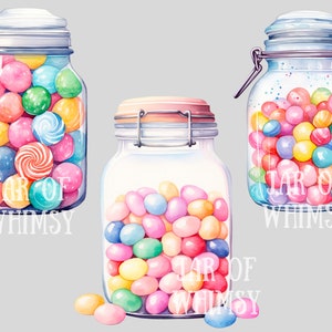 Watercolour Rainbow Candy Jar Clipart Pastel Lolly Jar PNG Digital ...