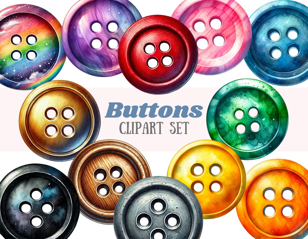 Watercolour Button Clipart Round Colourful Button PNG Digital Image ...