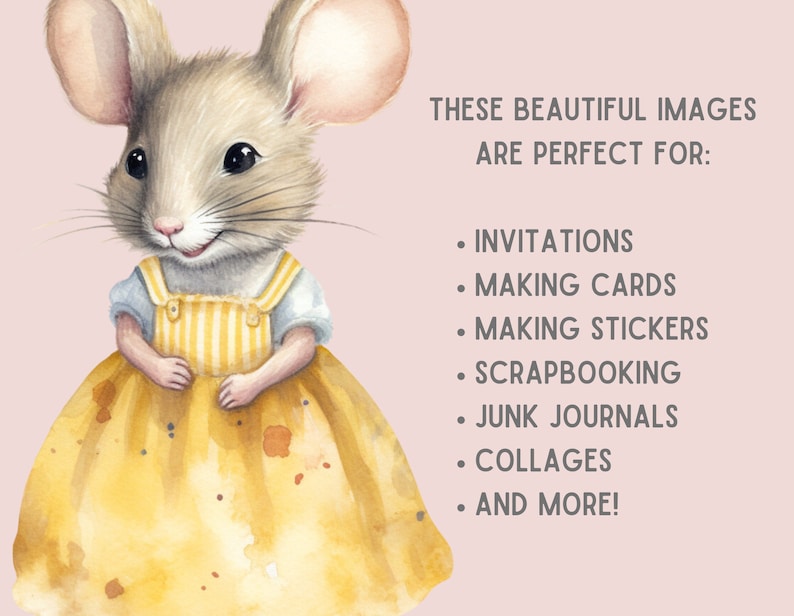 Watercolour Vintage Farm Mice Clipart Farm Mouse PNG Digital - Etsy