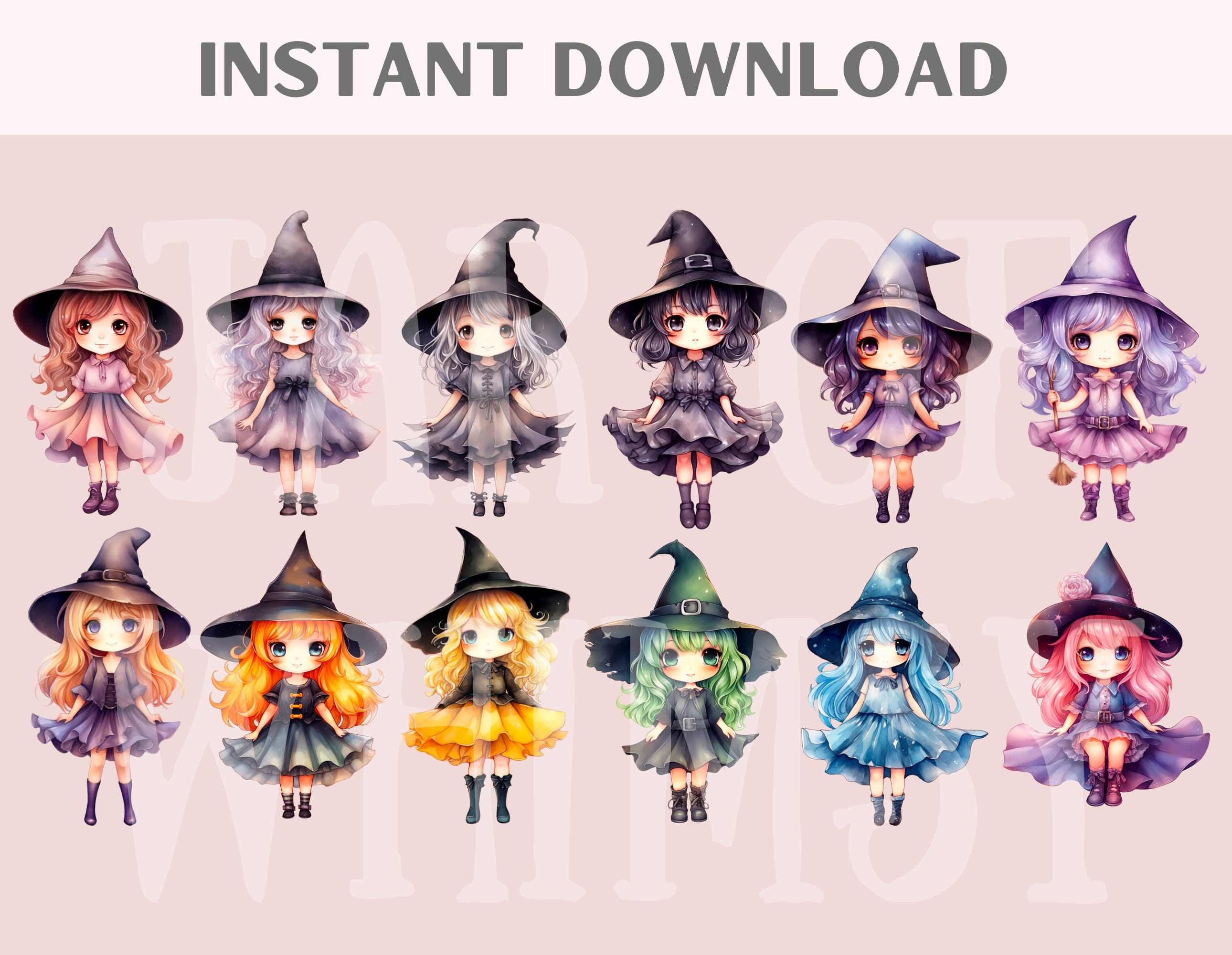 Cute Anime Chibi Witch