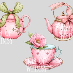 Watercolour Country Chic Tea Time Clipart Pretty Tea Party PNG Digital ...