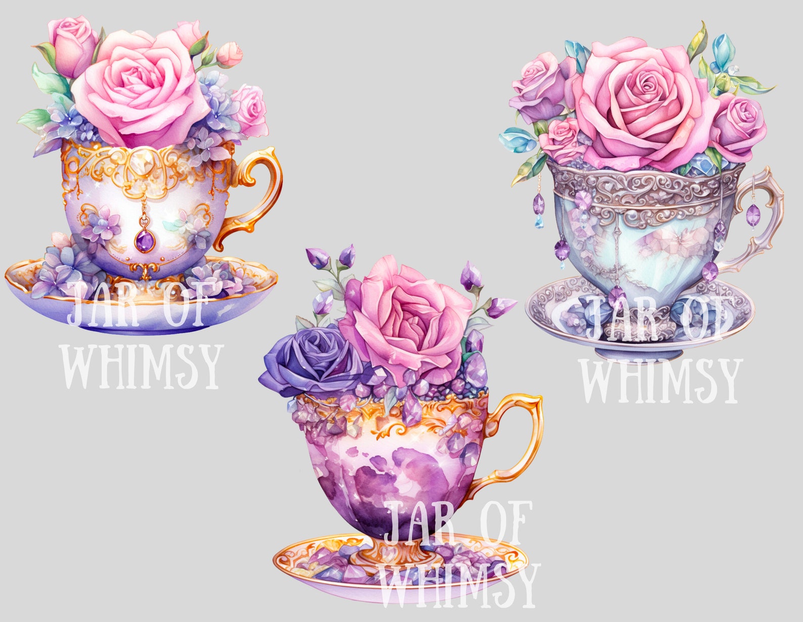 Watercolour Princess Teacup Clipart Tea Time Tea Party PNG Digital ...