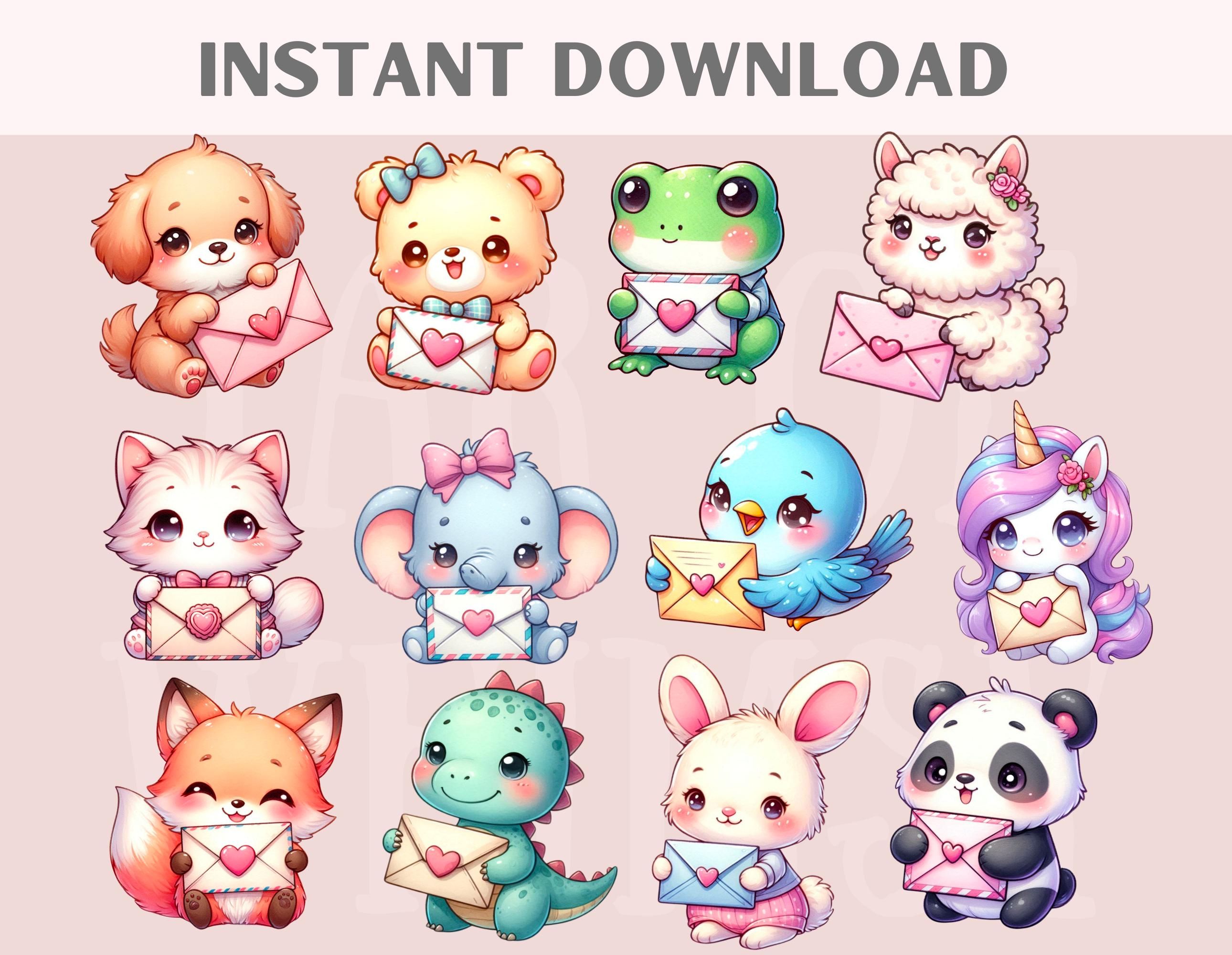 Watercolour Happy Mail Animal Clipart Love Letter Animal PNG Digital ...