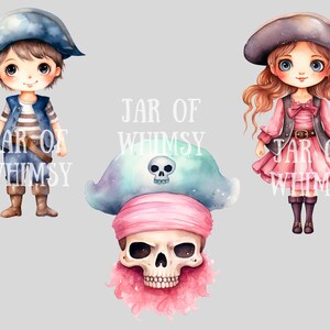 Watercolour Cute Pirate Clipart Baby Kawaii Pirate Party PNG Digital ...