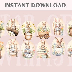 Watercolour Vintage Rabbit Clipart Vintage Storybook Bunny PNG Digital ...