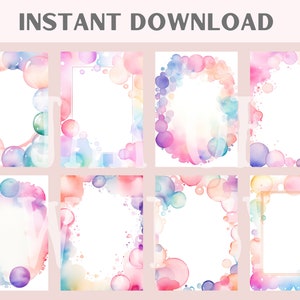 Watercolour Bubble Frame Background Clipart Bubble Party JPG Digital ...