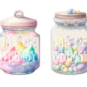 Watercolour Pastel Rainbow Candy Jars Clipart - Lolly Jar PNG Digital ...