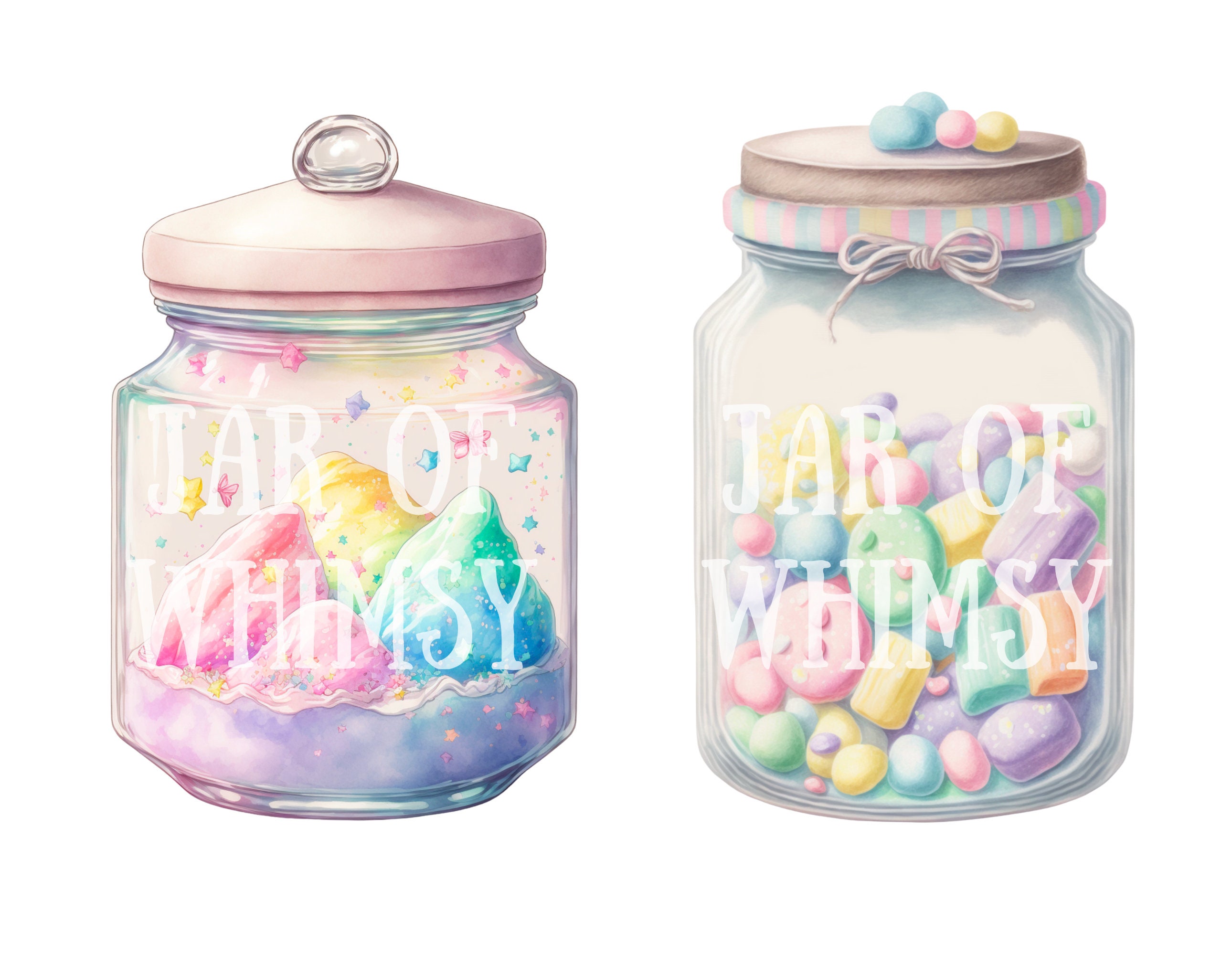 Watercolour Pastel Rainbow Candy Jars Clipart - Lolly Jar PNG Digital ...