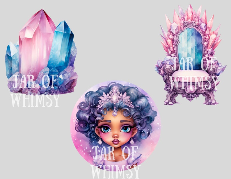 Watercolour Crystal Princess Clipart Fantasy Illustration PNG Digital ...
