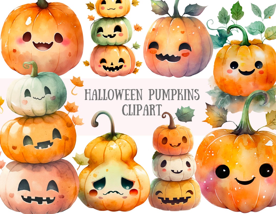 Watercolour Halloween Pumpkin Clipart Jack O Lantern PNG Digital Image ...