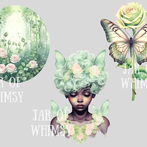 Watercolour Nature Pixie Clipart Green Earth Fairy PNG Digital Image ...