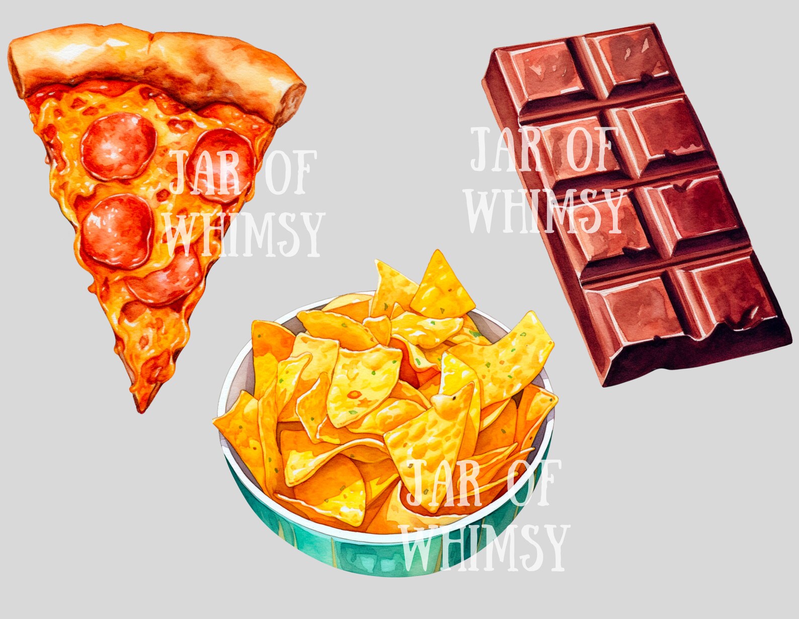 Watercolour Movie Night Snacks Clipart Popcorn Pizza PNG Digital Image ...