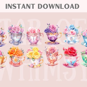 Watercolour Princess Teacup Clipart Tea Time Tea Party PNG Digital ...