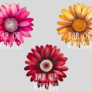 Watercolour Dark Daisies Clipart Gothic Flower Elements PNG Digital ...