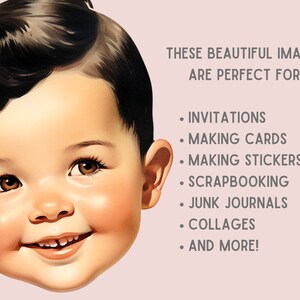 Watercolour Vintage Baby Boy Face Clipart Retro Baby Shower PNG Digital ...