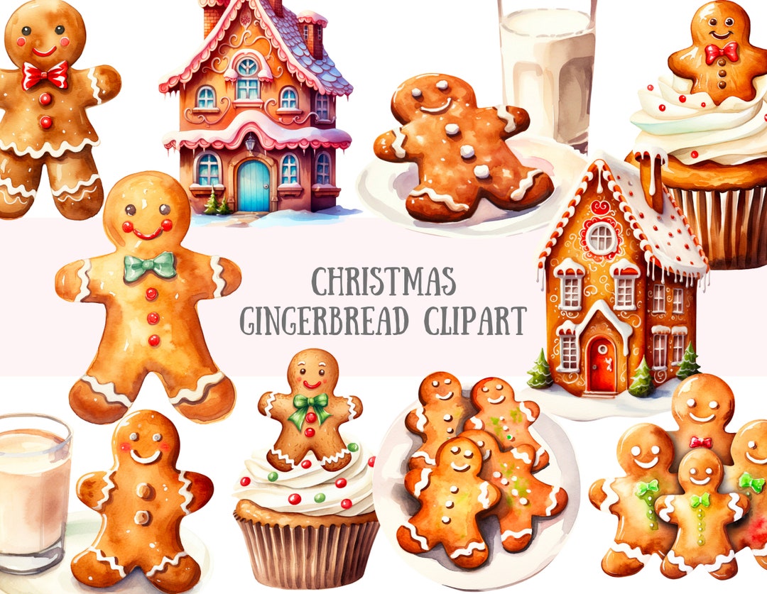 Watercolour Christmas Gingerbread Clipart Xmas Treats PNG Digital Image ...