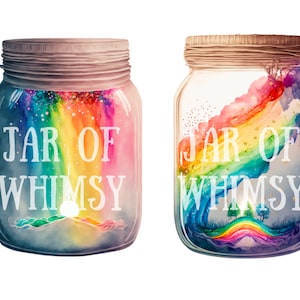 Watercolour Bright Rainbow Jars Clipart - Glass Jar PNG Digital Image ...