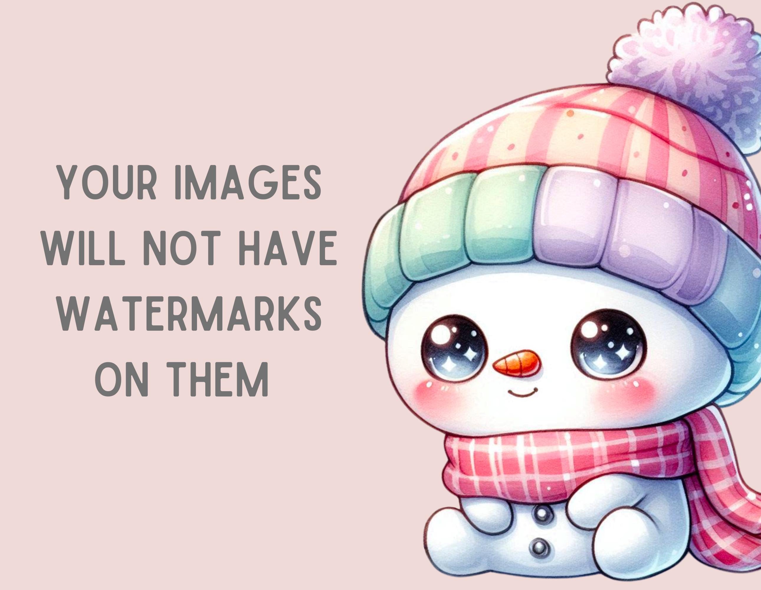 Watercolour Chibi Snowman Clipart Cute Xmas Snowmen PNG Digital Image ...