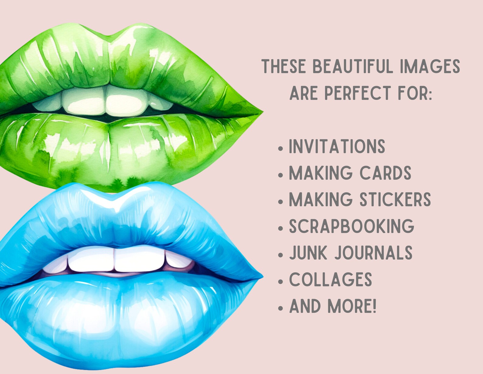 Watercolour Lips Clipart Colourful Lipstick Makeup Graphics PNG Digital ...
