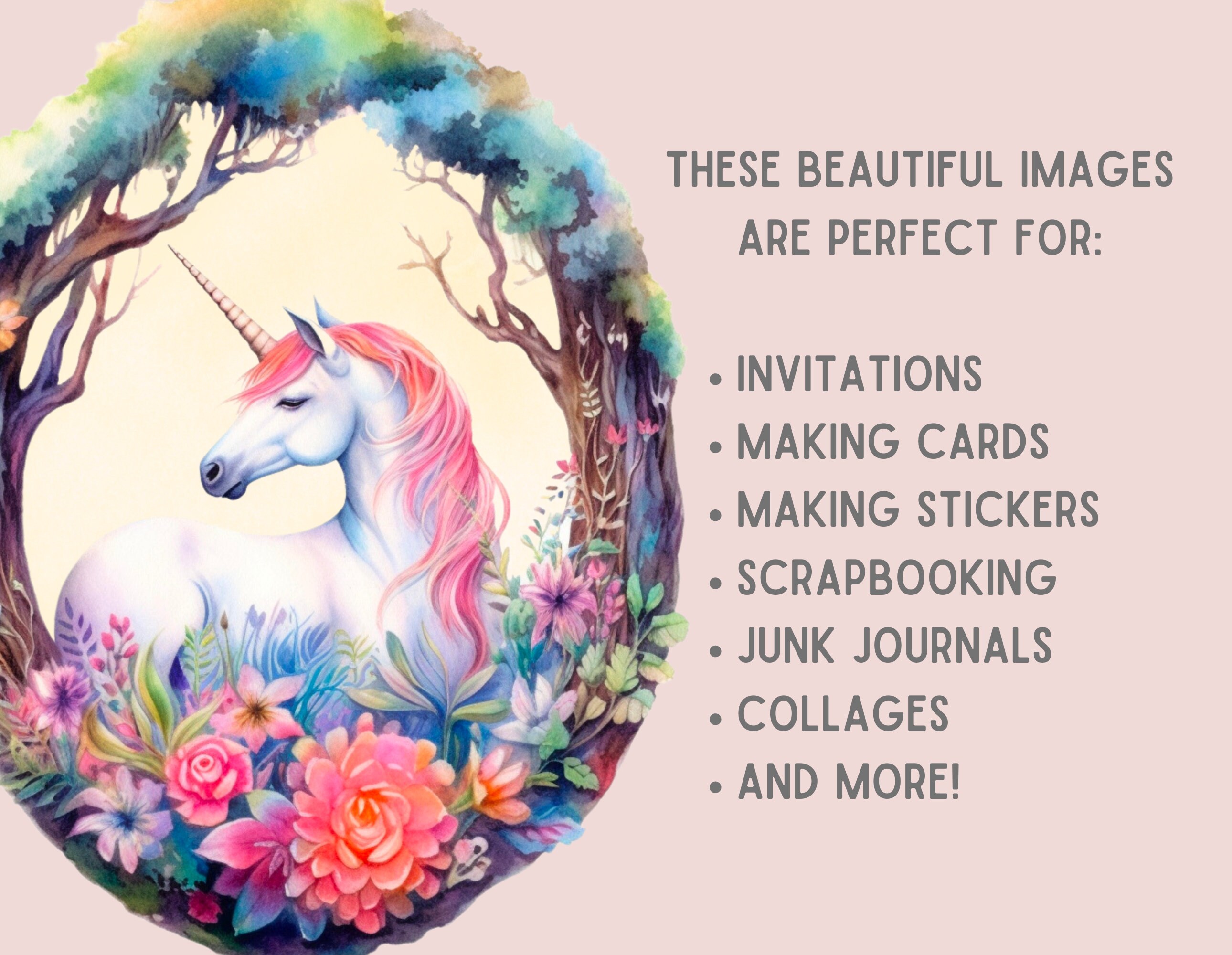 Watercolour Spring Unicorn Clipart Fantasy Horses PNG Digital Image ...