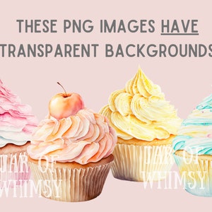 Watercolour Pastel Cupcake Clipart - Rainbow Birthday Cake PNG Digital ...