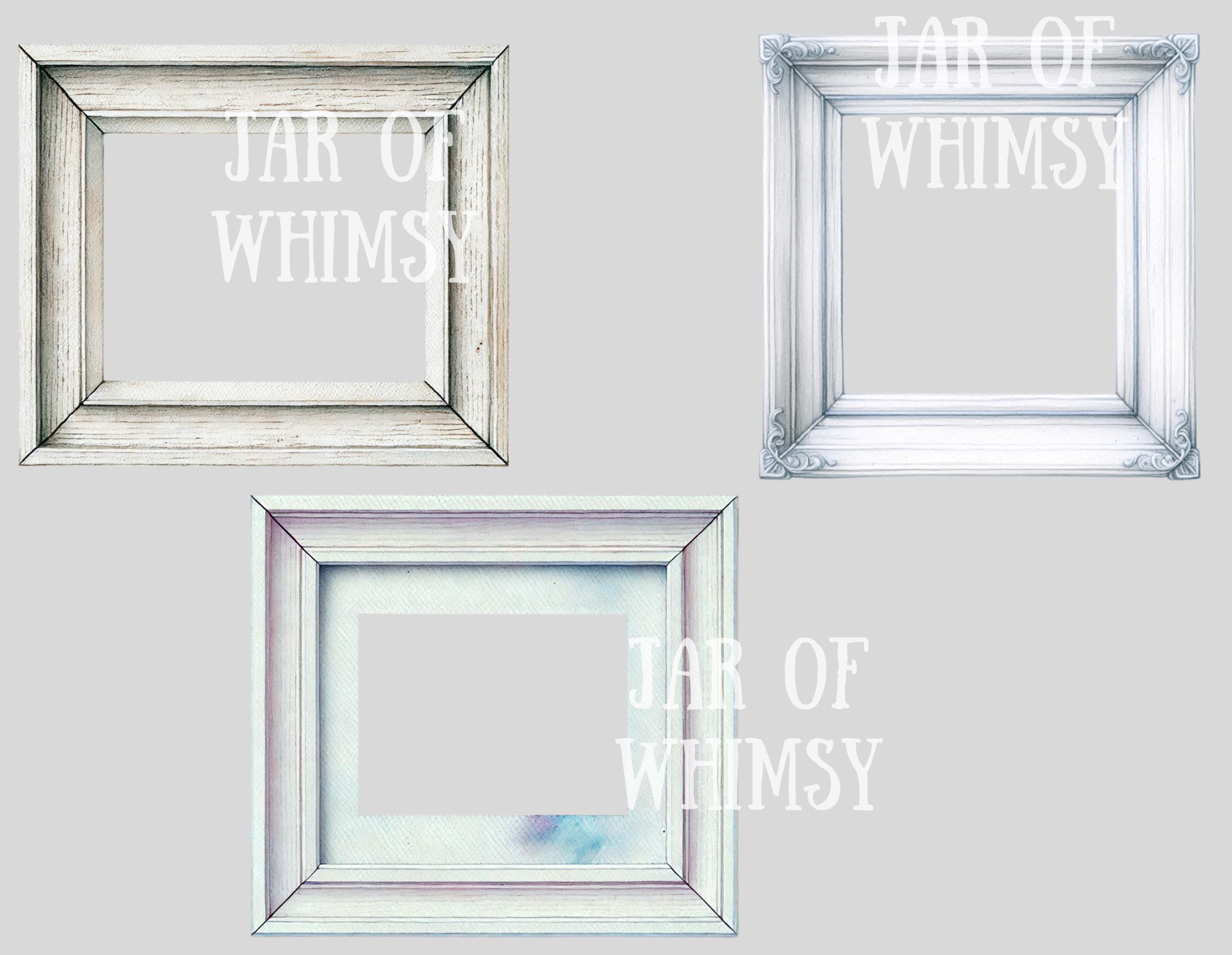 Watercolour White Wooden Frame Clipart Simple White Frames PNG Digital ...