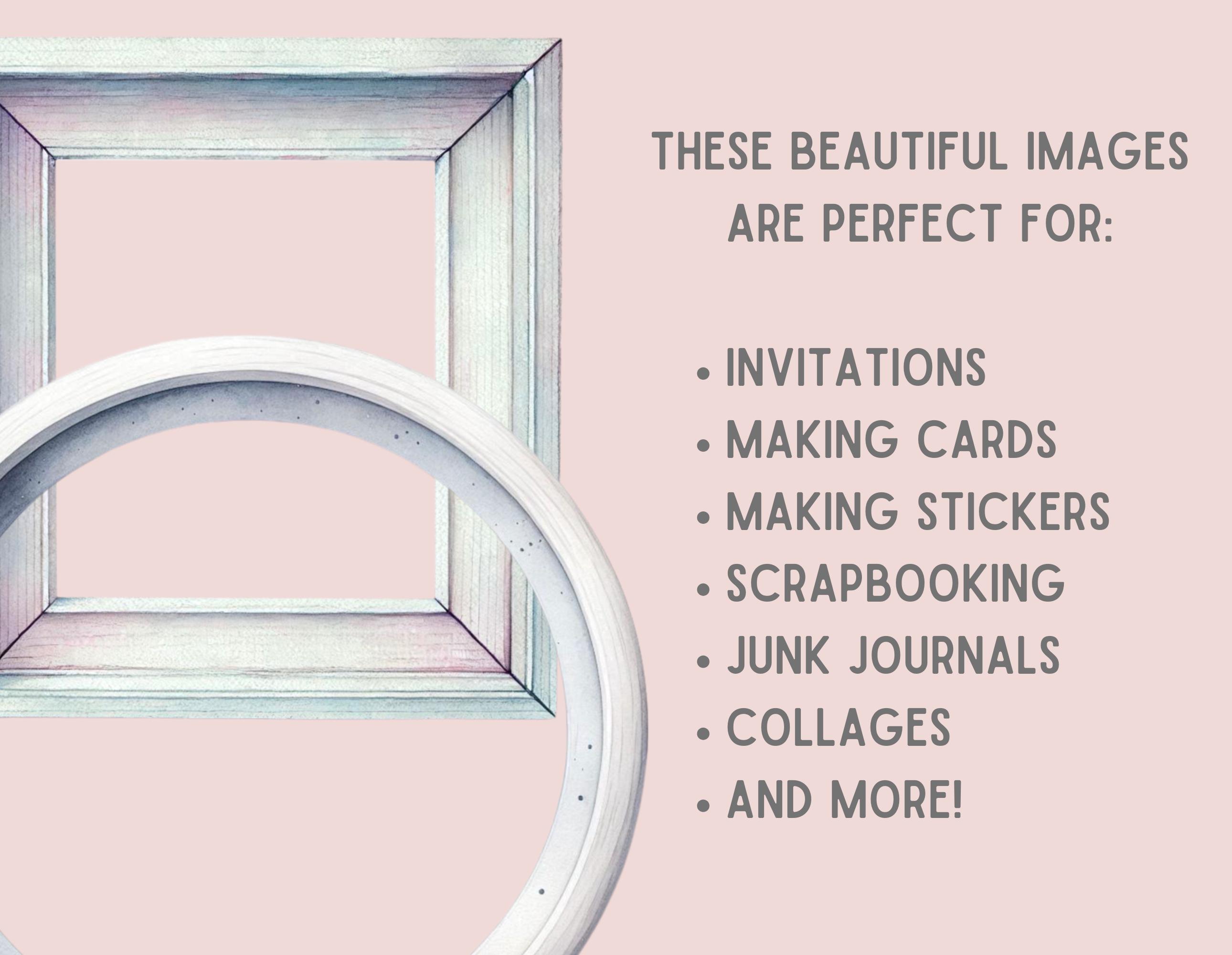 Watercolour White Wooden Frame Clipart Simple White Frames PNG Digital ...