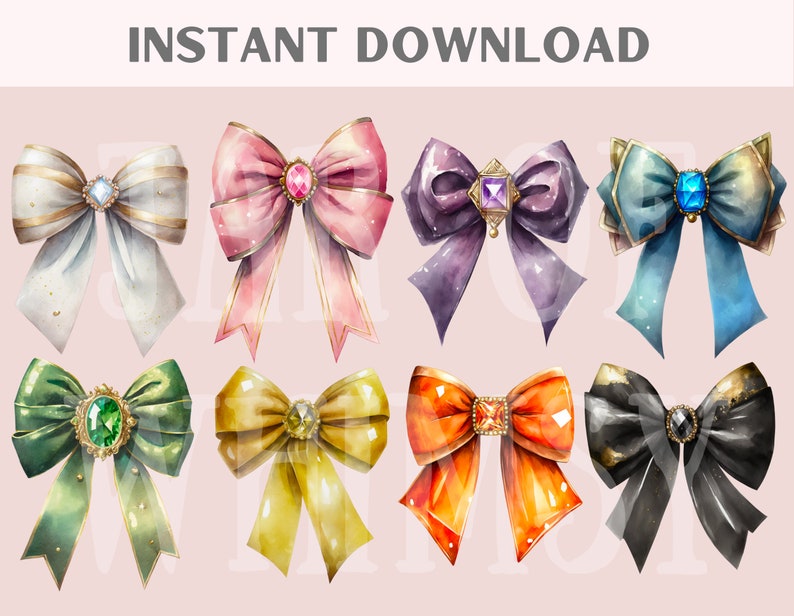 Watercolour Royal Fantasy Bows Clipart Princess Bows PNG - Etsy
