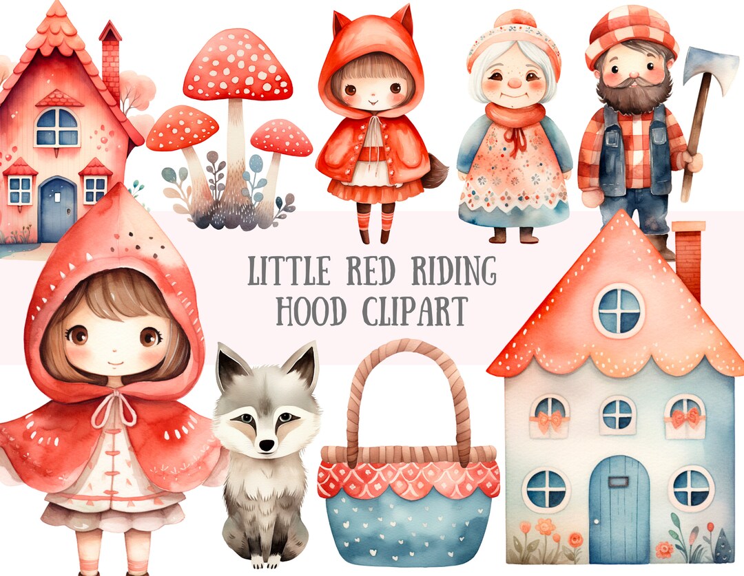 Watercolour Little Red Riding Hood Clipart Paper Doll PNG Digital Image ...