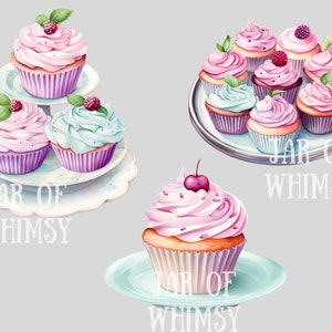 Watercolour Pastel Cupcake Clipart Cupcake Bakery PNG Digital Image ...