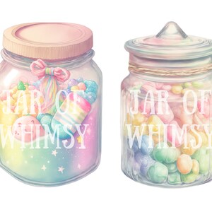 Watercolour Pastel Rainbow Candy Jars Clipart - Lolly Jar PNG Digital ...