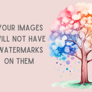 Watercolour Pastel Rainbow Tree Clipart Fantasy Forest PNG Digital ...