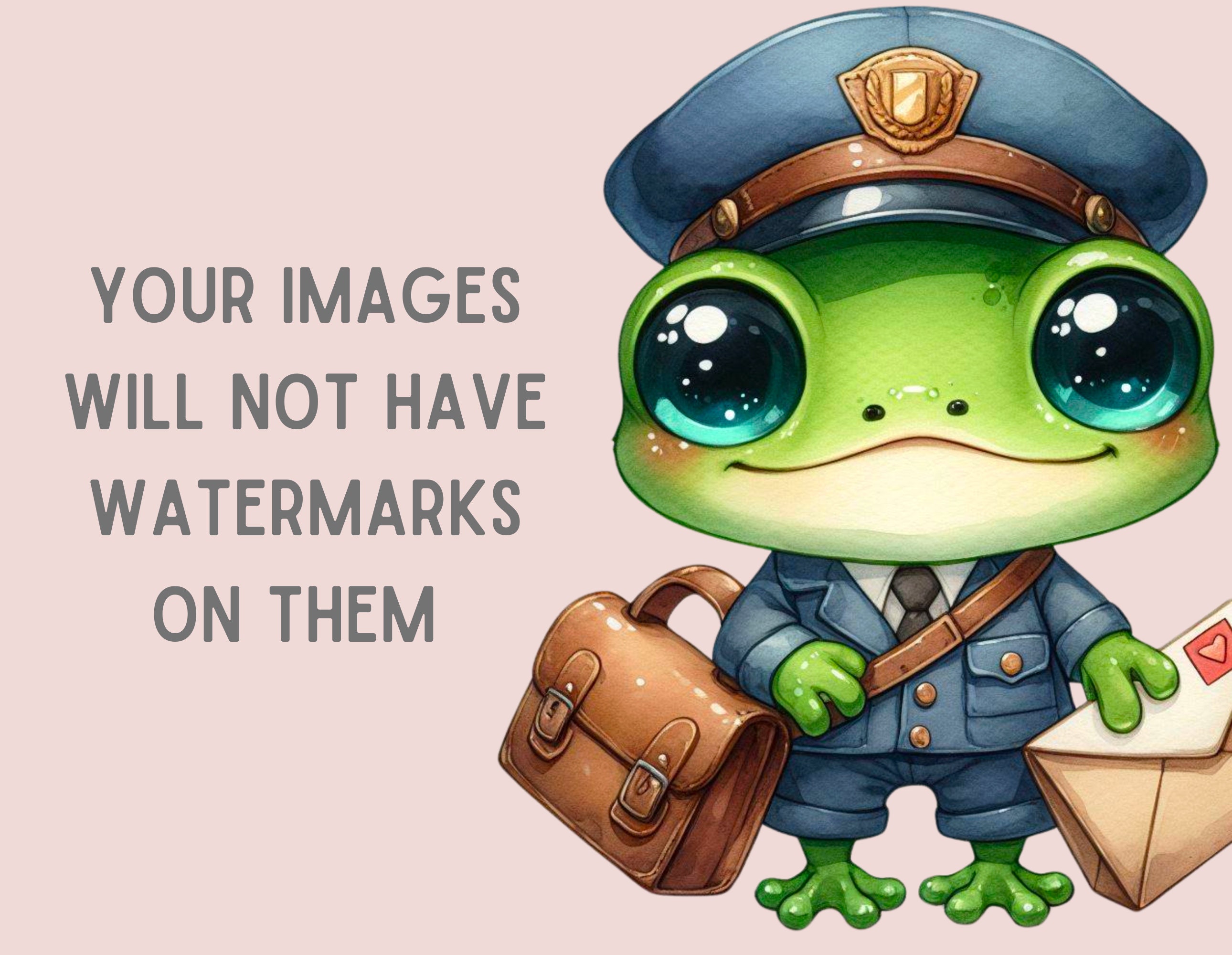 Watercolour Post Office Animal Clipart Happy Mail Animal PNG Digital ...