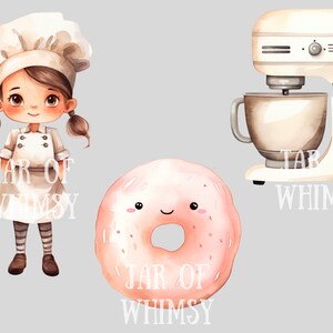 Watercolour Cute Baker Clipart Kawaii Cupcake Bakery PNG Digital Image ...