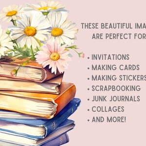 Watercolour Spring Book Stack Clipart Bookcase Bookworm PNG Digital ...